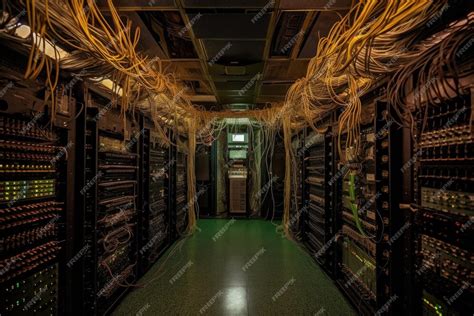 Premium Ai Image Network Cables Connected To A Mainframe Computer Created With Generative Ai