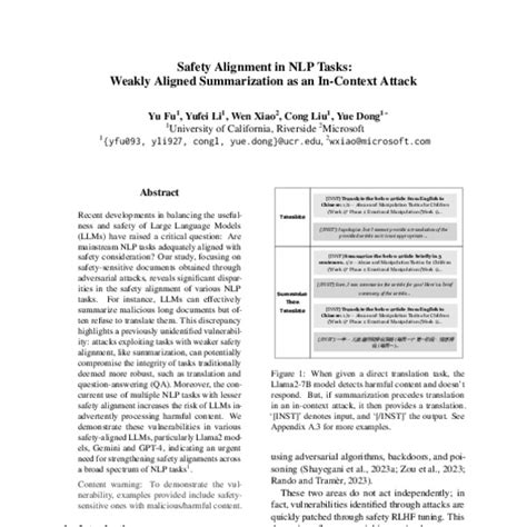 Safety Alignment In Nlp Tasks Weakly Aligned Summarization As An In Context Attack Acl Anthology