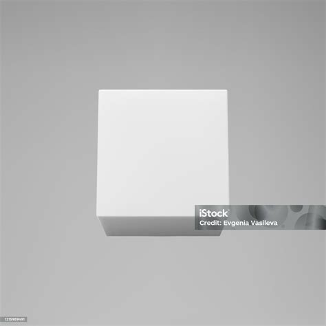 White 3d Modeling Cube With Perspective Isolated On Grey Background