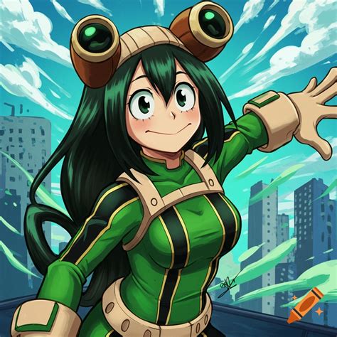 Anime Drawing Of Tsuyu Asui From My Hero Academia In Her Hero Costume