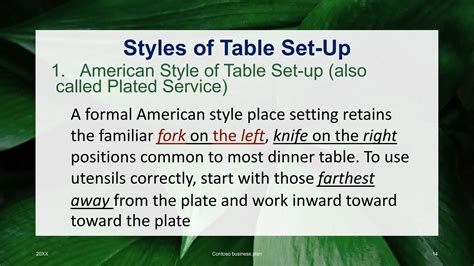 Different Styles Of Table Set Up In Food Bs Pptx