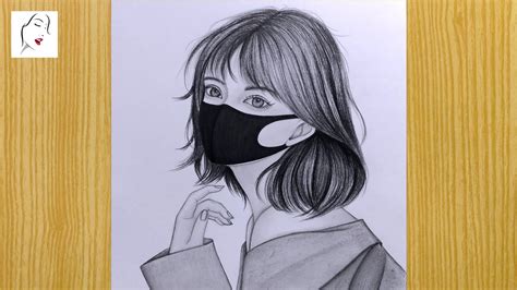 How To Draw A Girl With Face Mask Drawing The Crazy Sketcher YouTube