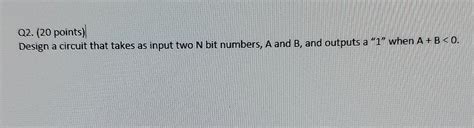 Solved Q2 20 Points Design A Circuit That Takes As Input Chegg Com