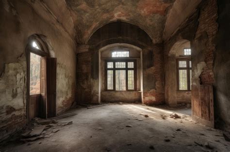 Premium Photo Abandoned Ancient Building Interior Hall Generate Ai