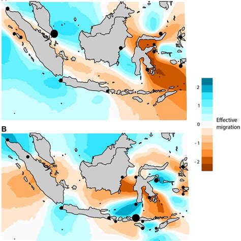Maps Representing Posterior Means Of Effective Migration Rates M On