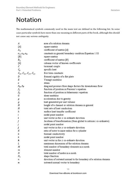 boundary element methods notation guide pdf