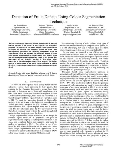 Detection Of Fruits Defects Using Colour Segmentation Technique Pdf