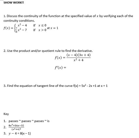 Solved SHOW WORK Discuss The Continuity Of The Function Chegg
