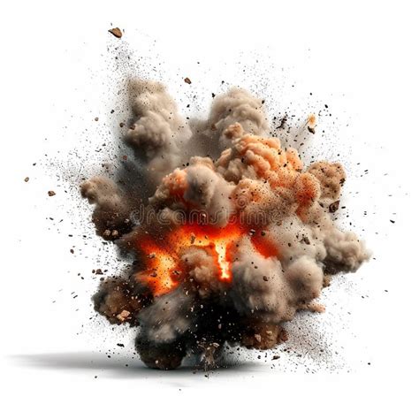 An Explosive Eruption Of Smoke And Debris Against A Stark White