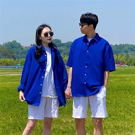 러브온타임 9컬러m~l 오버핏 여름 린넨 카라 반팔 긴팔 빅사이즈 셔츠 남방 커플셔츠 커플룩 시밀러룩 데이트룩