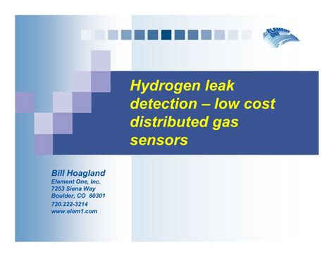 Hydrogen Leak Detection Low Cost Distributed Gas Sensors Eere