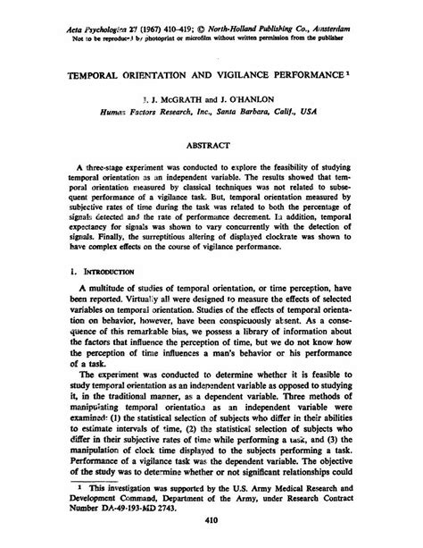 Pdf Temporal Orientation And Vigilance Performance Dokumentips