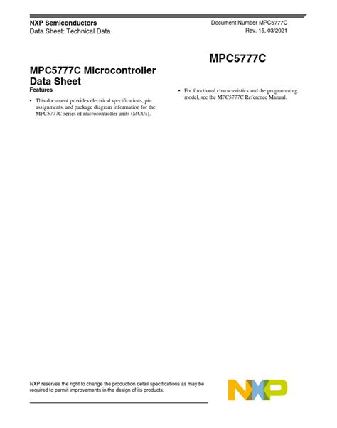 Mpc5777c Microcontroller Nxp