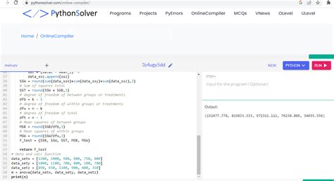 How To Calculate F Statistic In Anova Problem Using Python