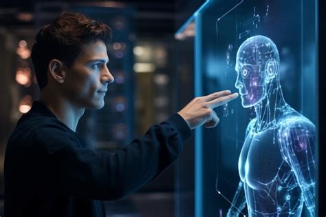 Premium Ai Image Humanrobot Interaction