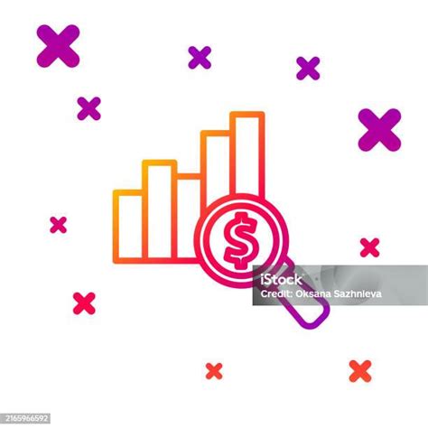 컬러 라인 파이 차트 인포 그래픽 및 달러 기호 아이콘이 흰색 배경에 고립되어 있습니다 다이어그램 차트 기호 이런 식으로요 그라디언트 랜덤 동적 모양 벡터 0명에 대한 스톡