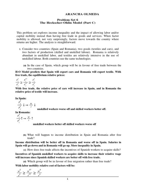Problem Set 6 Pdf Labour Economics Free Trade