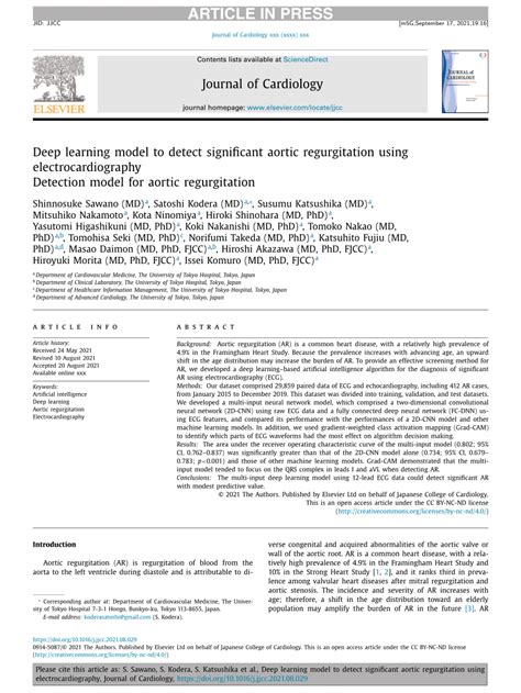 Pdf Deep Learning Model To Detect Significant Aortic Regurgitation