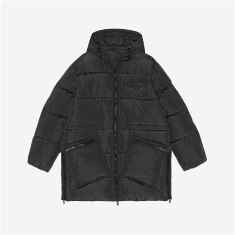 W 가니 오버사이즈 테크 퍼퍼 미디 자켓 칼라마타 Ganni Kream