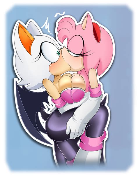 Rule 34 2girls Amy Rose Amy The Bat Anthro Bat Breast Press Breasts