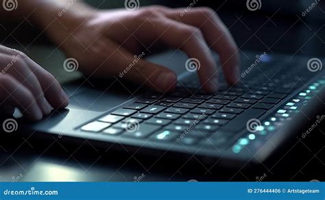 Typing On Laptop Keyboard Close Up AI Generated Stock Illustration Illustration Of Adult