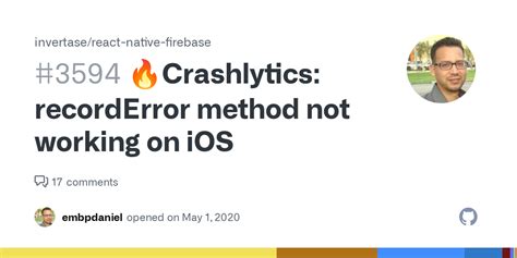 🔥crashlytics recorderror method not working on ios · issue 3594