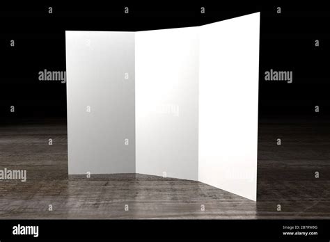 leaflet brochure leaflet mockup 3 x dl 3 x 99x210 mm 3d