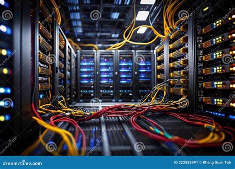 Computer Network Server Room Data Communications Technology Wiring Cables Stock Illustration