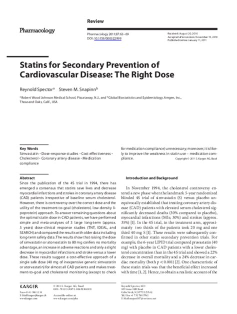 Pdf Statins For Secondary Prevention Of Cardiovascular Disease The Right Dose