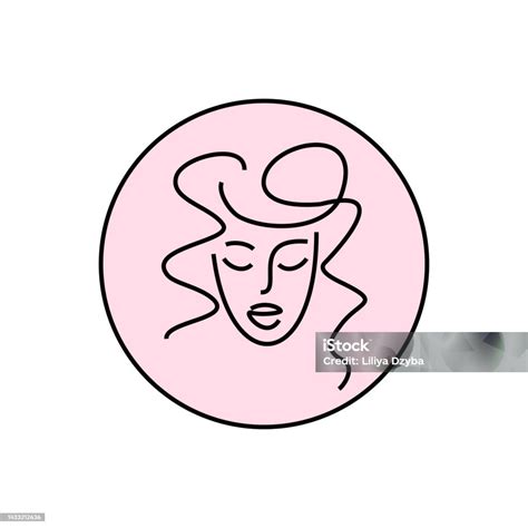 뷰티 살롱 아이콘 여자는 실루엣을 직면합니다 원에 소녀 벡터 로고 컬러 일러스트레이션 플랫 스타일 고데기에 대한 스톡 벡터 아트 및 기타 이미지 Istock