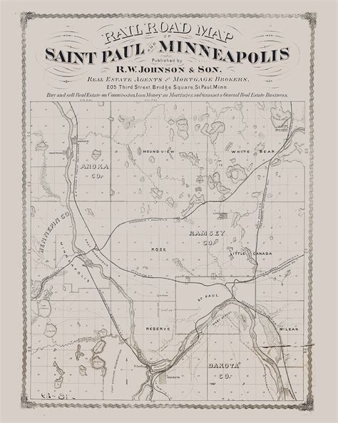 1875 Railroad Map Of Saint Paul And Minneapolis Etsy