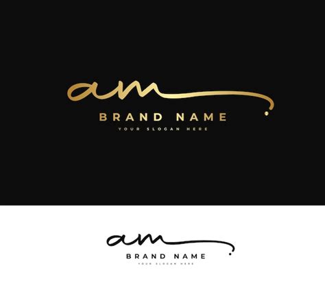 Am Am 초기 문자 필기 및 서명 로고 프리미엄 벡터