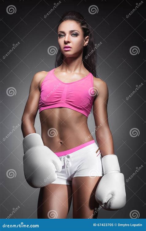 Beautiful Boxer Girl Dressed In Gloves Stock Image Image Of Portrait
