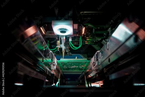 Automatic Machine For Diagnostics Of Electronic Boards Production Small Needles Are Checking