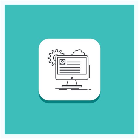 Round Button For Account Profile Report Edit Update Line Icon Turquoise Background 13008387