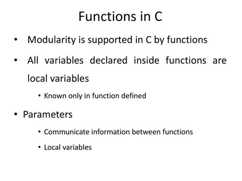 Functions In C Ppt Download