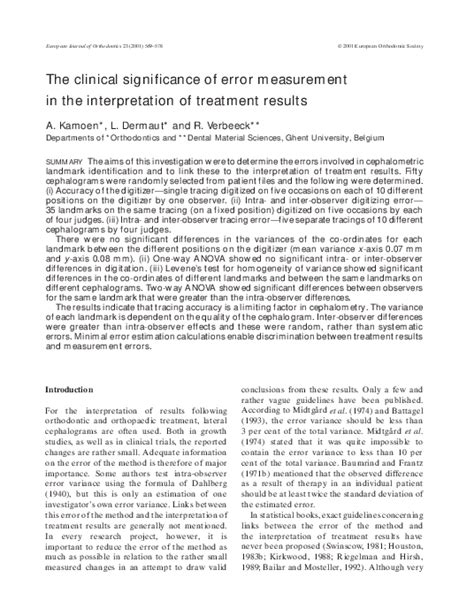 Pdf The Clinical Significance Of Error Measurement In The Interpretation Of Treatment Results