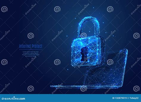 Lock On Laptop Data Protect And Secure Stock Vector Illustration Of Business Network 132879019