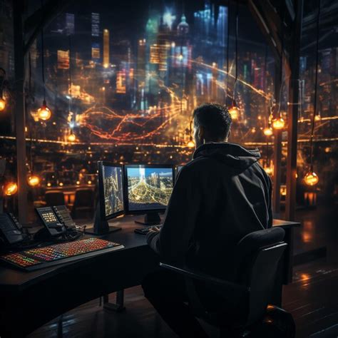 Premium Photo Medium Shot Of A Hacker Watching Multiple Monitors