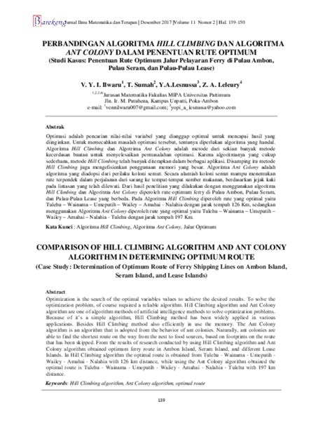 Pdf Perbandingan Algoritma Hill Climbing Dan Algoritma Ant Colony
