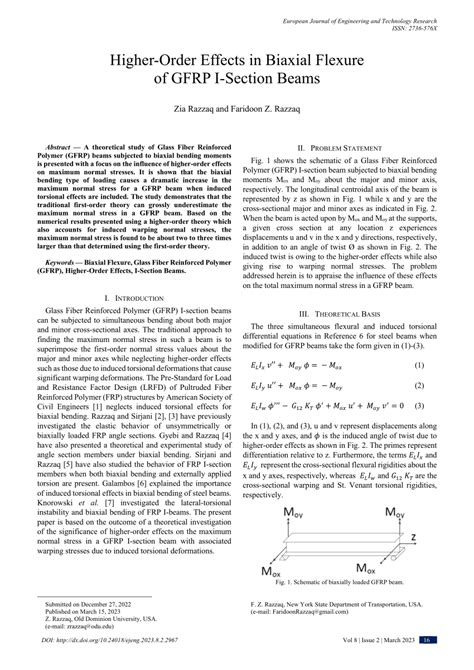 Pdf Higher Order Effects In Biaxial Flexure Of Gfrp I Section Beams
