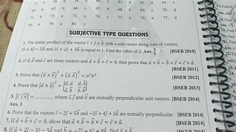 Subjective Type Questions1 The Scalar Product Of The Vector K W