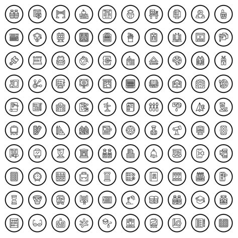100 Education Icons Set Outline Style 21414676 Vector Art At Vecteezy
