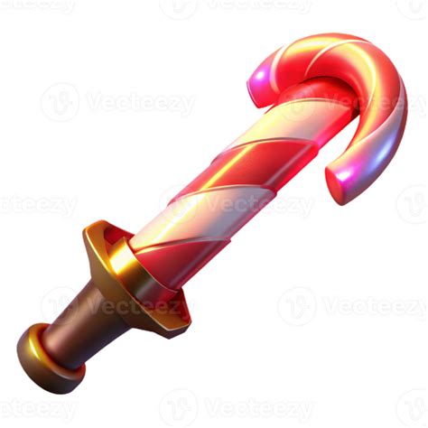 Vibrant Classic Candy Cane Sword 3d Render Detailed 56606308 Png