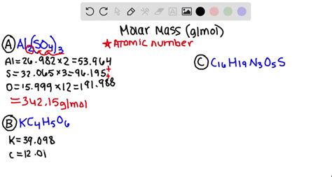 Solved Calculate The Molar Mass For Each Of The Following Al2 So4 3