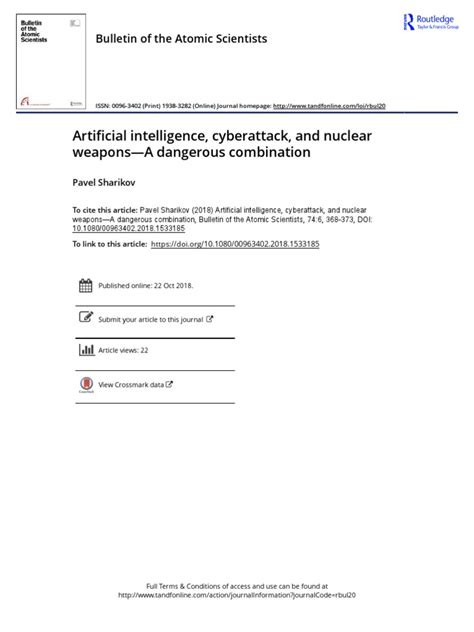 Artificial Intelligence Cyberattack And Nuclear Weapons A Dangerous Combination Pdf