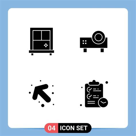 Universal Solid Glyph Signs Symbols Of Window Checklist Projector Arrow Tasks Editable Vector