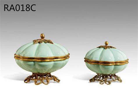 Gilt Brass Ormolu Trim Porcelain Dish