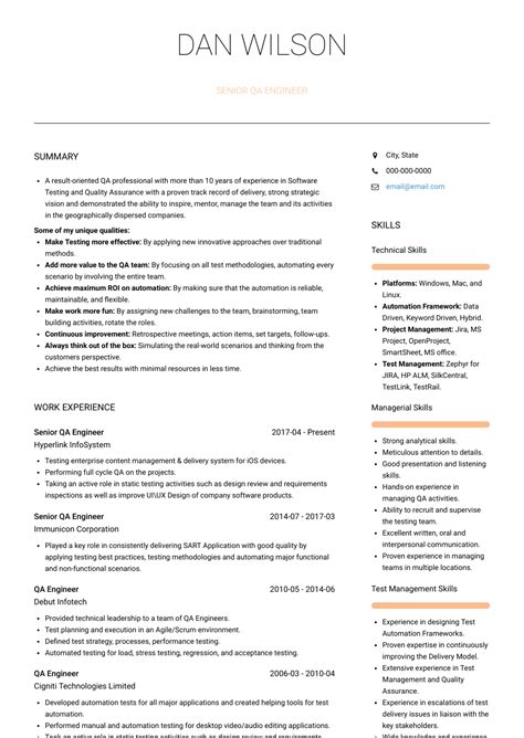 Free Software Quality Engineer Cv Template Free Templates Bank2home