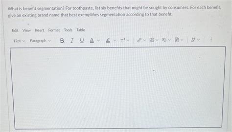 Solved What Is Benefit Segmentation For Toothpaste List
